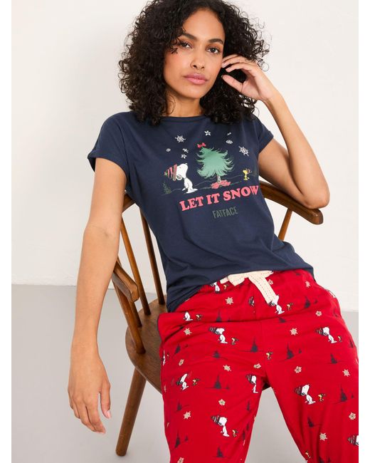 FatFace Fatface Snoopy Jersey Pyjama Set in Red | Lyst UK