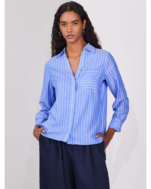 Next Soft Relaxed Long Sleeve Shirt in Blue | Lyst