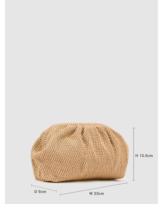 Reiss Georgia - Natural Raffia-effect Ruched Clutch Bag, One | Lyst