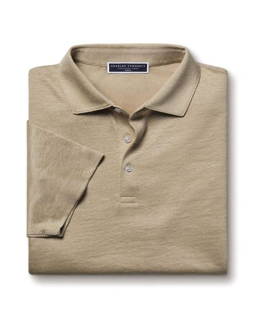 Charles Tyrwhitt 100% Linen Polo Shirt in Brown for Men | Lyst