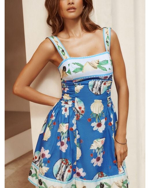 Lipsy Scarf Print Mini Dress in Blue | Lyst