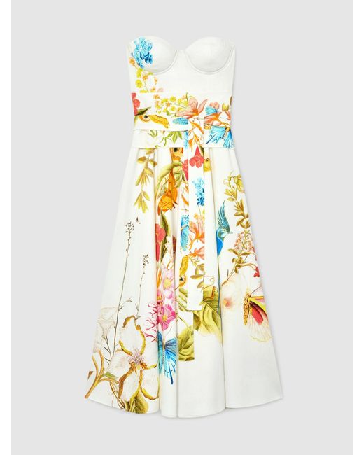 Reiss Anisa Nybg Printed Bustier Midi Dress in Metallic | Lyst