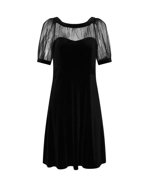 Gina Bacconi Capri Velvet Dress With Sheer Shoulders in Black | Lyst