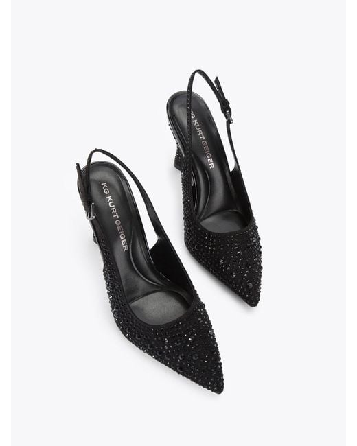 KG by Kurt Geiger Adina Embellished Slingback Heels in Black | Lyst