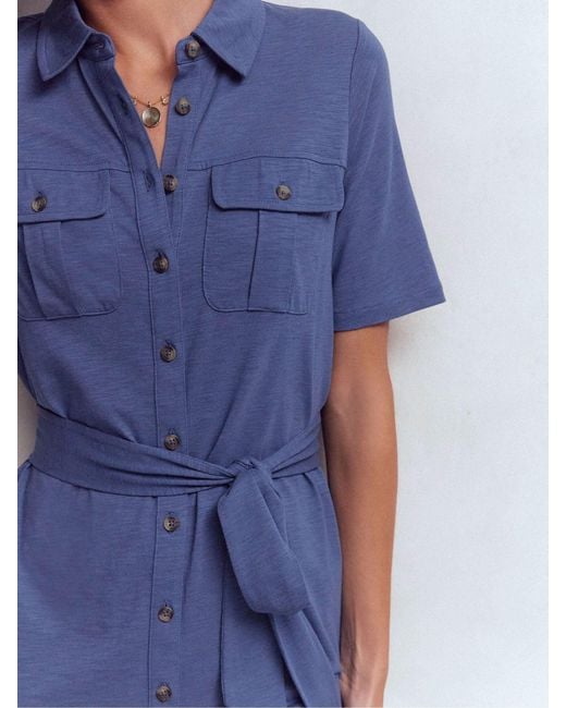 Boden Mavis Midi Jersey Shirt Dress in Blue | Lyst