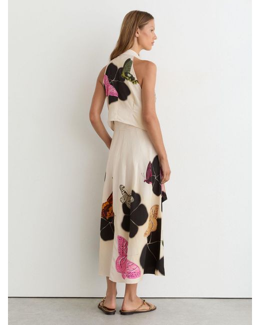 Reiss Azalea Nybg Butterfly-Print Midi Dress in White | Lyst