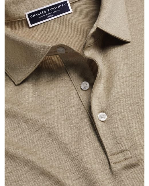 Charles Tyrwhitt 100% Linen Polo Shirt in Brown for Men | Lyst