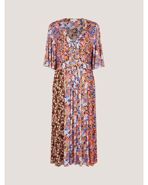 Monsoon Ceri V-Neck Floral Print Jersey Midi Dress in White | Lyst