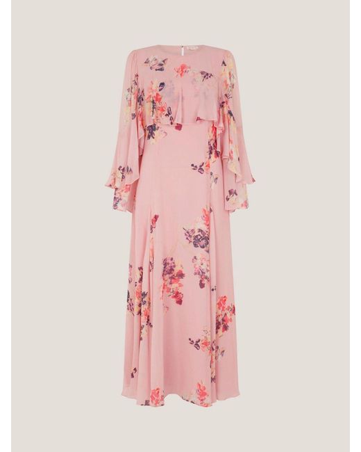Monsoon Amber Floral Cape Maxi Dress in Pink | Lyst