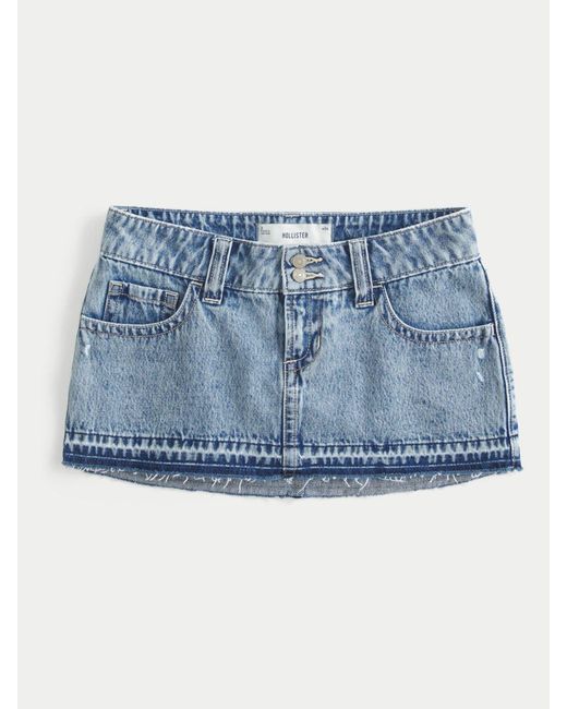 Hollister Ultra Low Rise Denim Micro Mini Skirt in Blue | Lyst