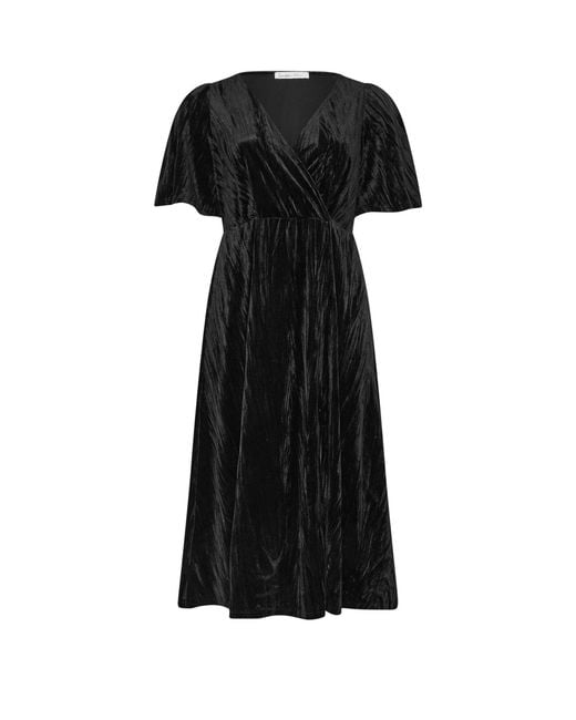 Yours Curve London Crushed Velvet Wrap Dress in Black | Lyst