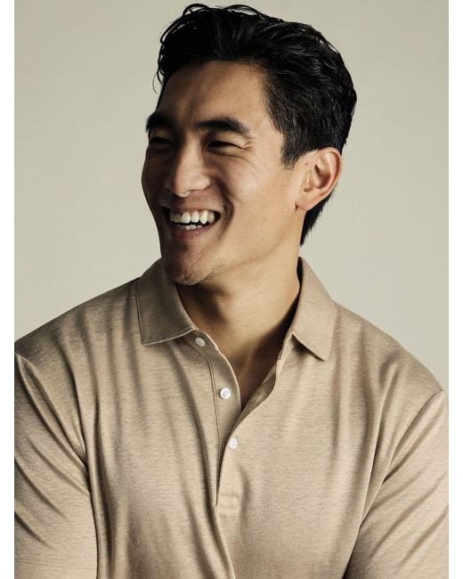 Charles Tyrwhitt 100% Linen Polo Shirt in Brown for Men | Lyst