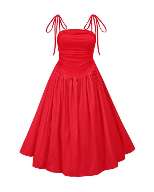 Amy Lynn Alexa Puffball Cotton Midi Dress in Red | Lyst
