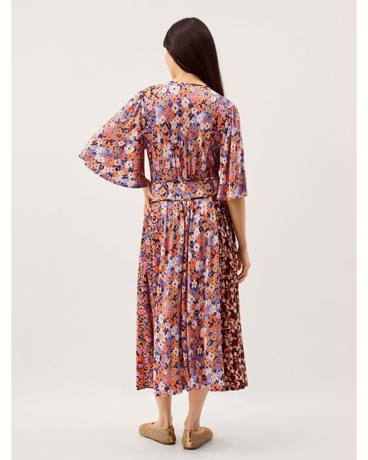 Monsoon Ceri V-Neck Floral Print Jersey Midi Dress in White | Lyst
