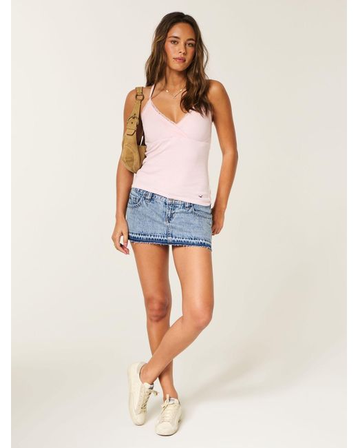 Hollister Ultra Low Rise Denim Micro Mini Skirt in Blue | Lyst