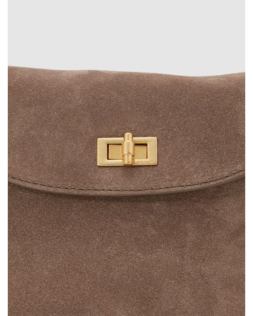 Reiss Brea - Taupe Suede And Leather Crossbody Bag, One in Natural | Lyst
