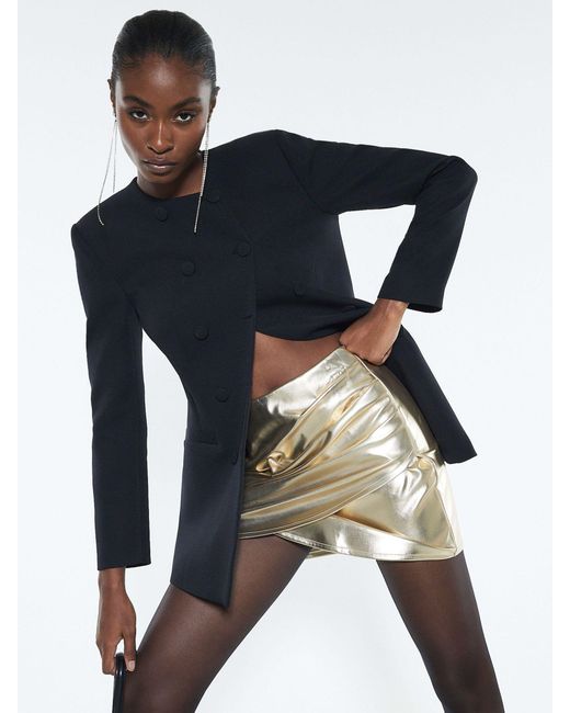 River Island Ruched Side Pu Mini Skirt in Black | Lyst