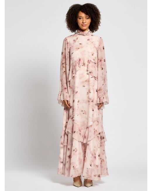 DASKA Amy Maxi Dress With Long Sleeves And Ruffle Detail On Waist in ...
