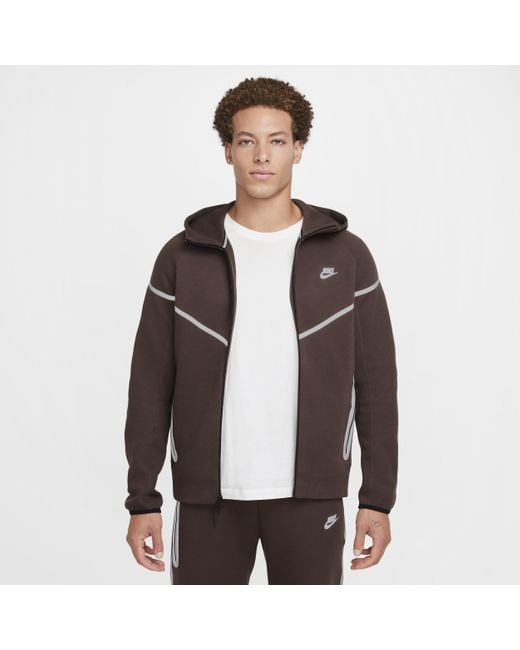 Nike Tech Windrunner Reflective Details Fleece Full-Zip Jacket in Brown ...