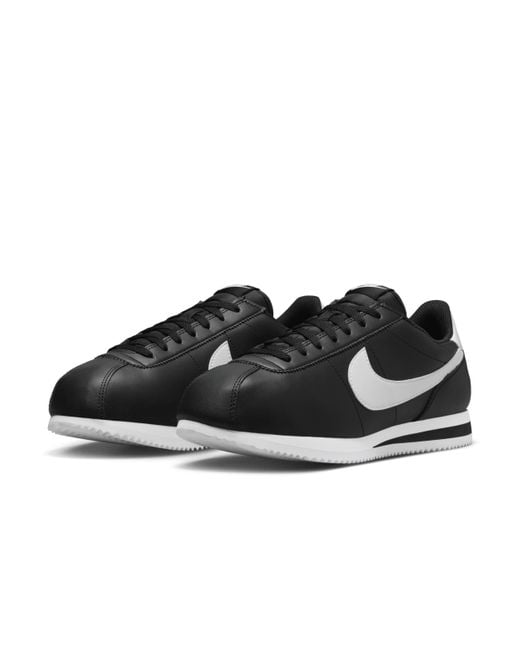Nike Cortez Leather Shoes in Black for Men | Lyst