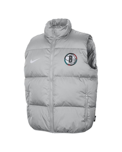 Nike Brooklyn Nets City Edition Nba Puffer Vest in Gray for Men | Lyst