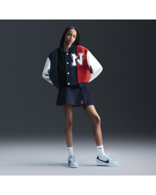 Nike Women By Yoon Oversized Varsity Jacket in Blue | Lyst
