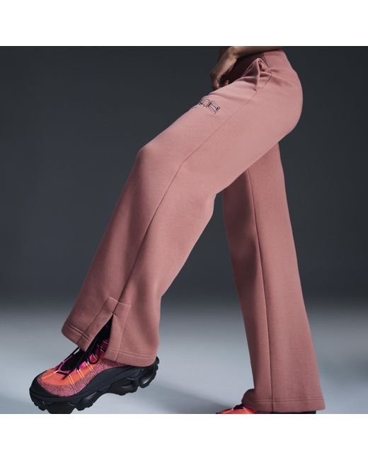Nike Sportswear Phoenix Fleece High-waisted Wide-leg Logo Pants in Blue ...