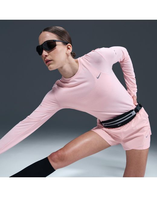 Nike Swift Dri-Fit Uv Long-Sleeve Crew-Neck Running Top in Pink | Lyst