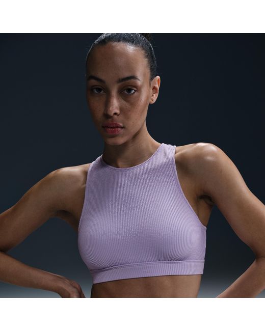 Nike Swim Elevated Essential High-Neck Bikini Top in Purple | Lyst