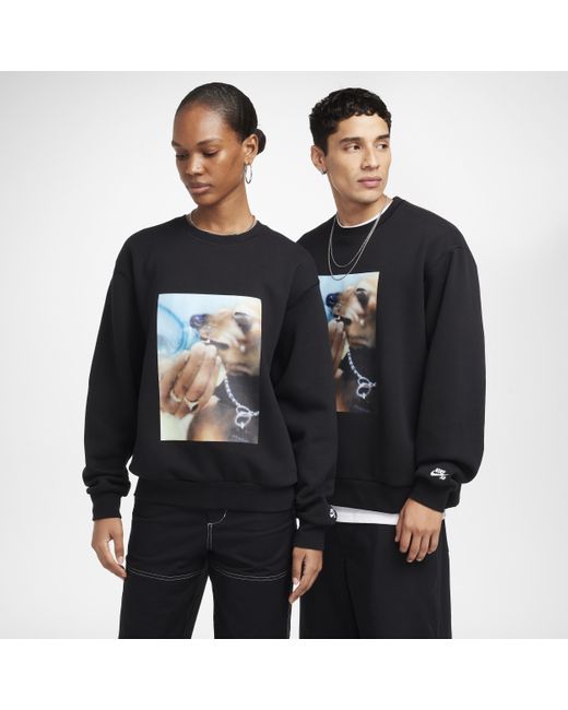 Nike Sb Skate Fleece Crew in Black | Lyst