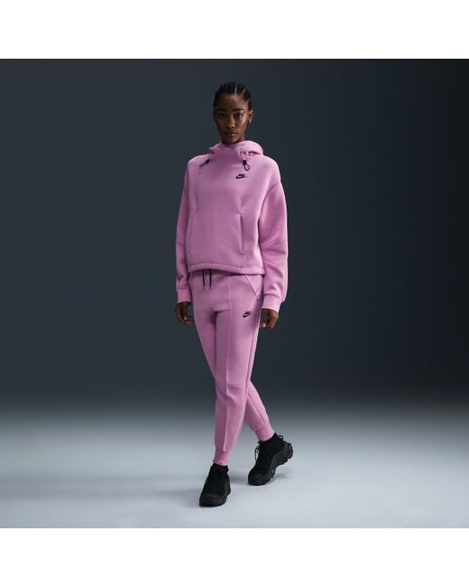 Nike Sportswear Tech Fleece Oversized Hoodie in Pink | Lyst