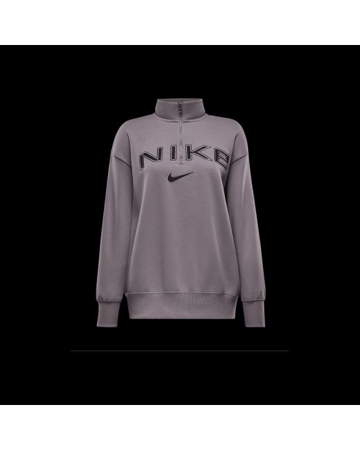 Nike Sportswear Phoenix Fleece Oversized 1/4-Zip Logo Top in Gray | Lyst