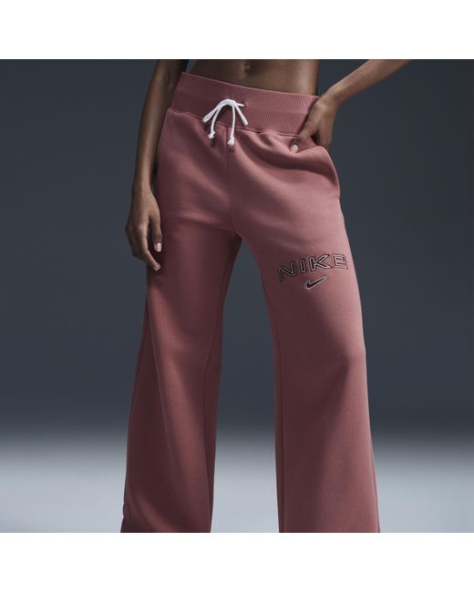 Nike Sportswear Phoenix Fleece High-waisted Wide-leg Logo Pants in Blue ...