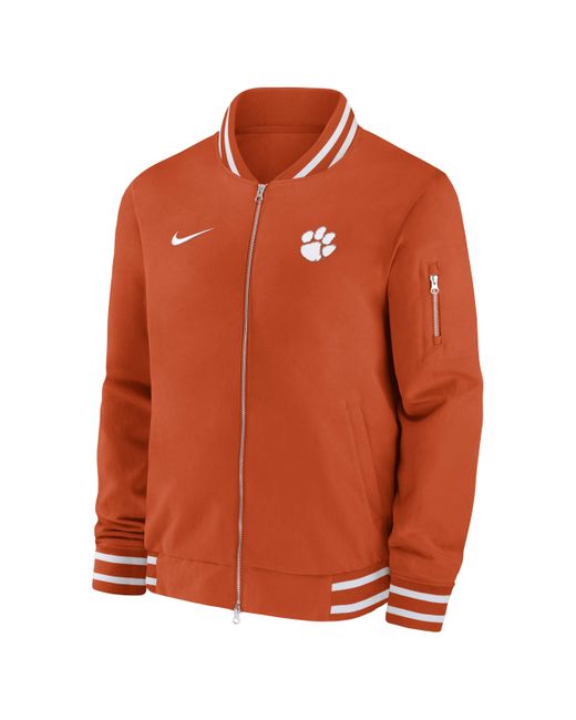 Nike Clemson Tigers Sideline College Full-zip Bomber Jacket in Orange ...