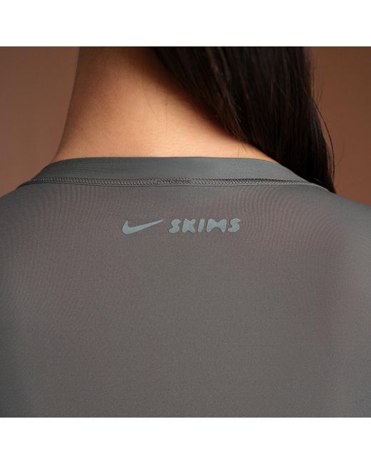 Nike Skims Weightless Layers Long-Sleeve Wrap Top in Gray | Lyst