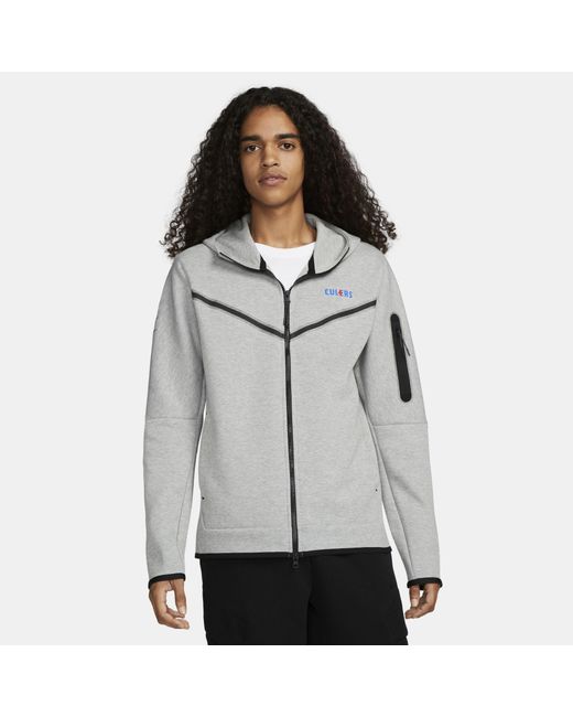 Nike F C Barcelona Tech Fleece Windrunner Full Zip Hoodie Grey In Grey