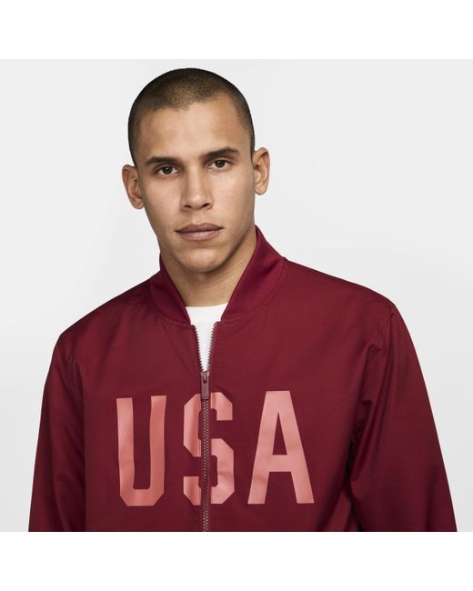 Nike Usa Sport Essentials Soccer Woven Bomber Jacket in Red for Men | Lyst