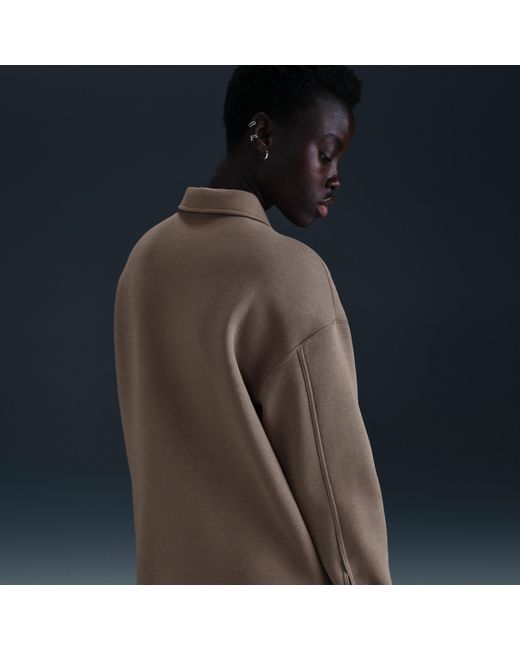 Nike Sportswear Phoenix Fleece Oversized Shirt Jacket in Brown | Lyst