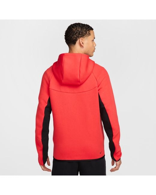 Nike Tech Full-Zip Windrunner Hoodie in Red for Men | Lyst