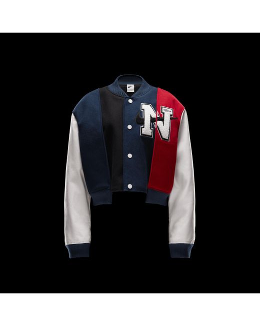 Nike Women By Yoon Oversized Varsity Jacket in Blue | Lyst