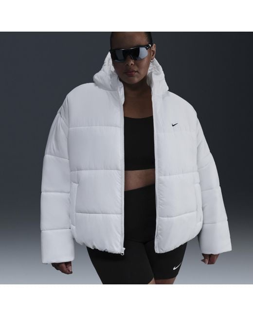 Nike Sportswear Classic Puffer Therma-Fit Loose Hooded Jacket (Plus Size) in Gray | Lyst
