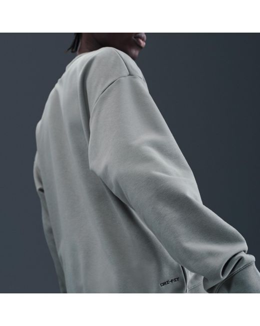 Nike Dri-Fit Fleece Running Crew in Gray for Men | Lyst