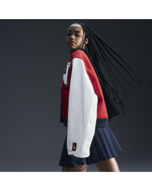Nike Women By Yoon Oversized Varsity Jacket in Blue | Lyst