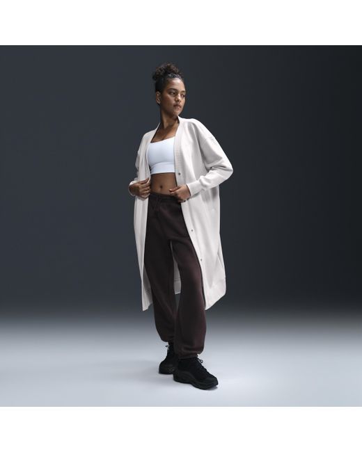 Nike Sportswear Phoenix Fleece Oversized Long Cardigan in Brown | Lyst