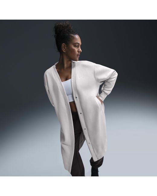 Nike Sportswear Phoenix Fleece Oversized Long Cardigan in Brown | Lyst
