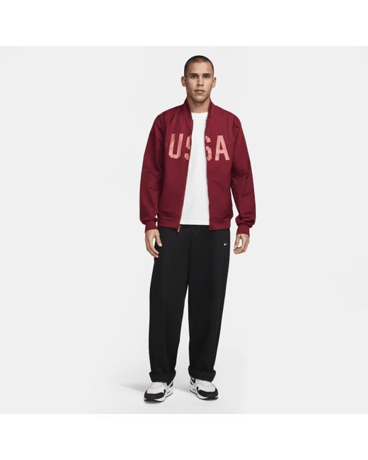 Nike Usa Sport Essentials Soccer Woven Bomber Jacket in Red for Men | Lyst
