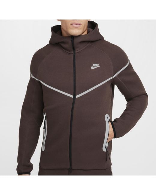 Nike Tech Windrunner Reflective Details Fleece Full-Zip Jacket in Brown ...