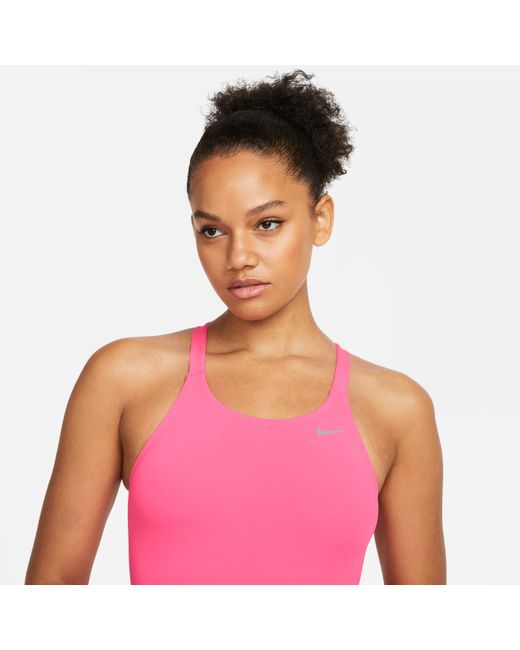Nike Swim Fastback One-Piece Swimsuit in Pink | Lyst