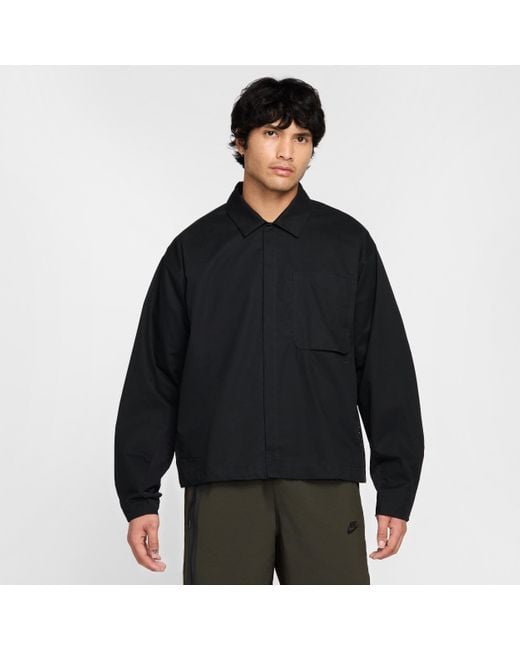 Nike Sportswear Tech Button-Down Top in Black for Men | Lyst