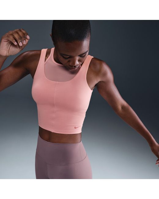 Nike One Fitted Dri-Fit Cropped Tank Top in Pink | Lyst